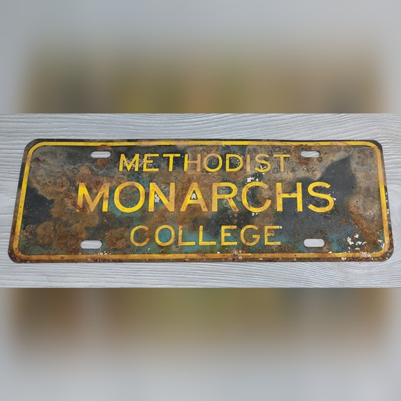Accents | Antique License Plate Methodist College Monarchs 196s Smaller ...